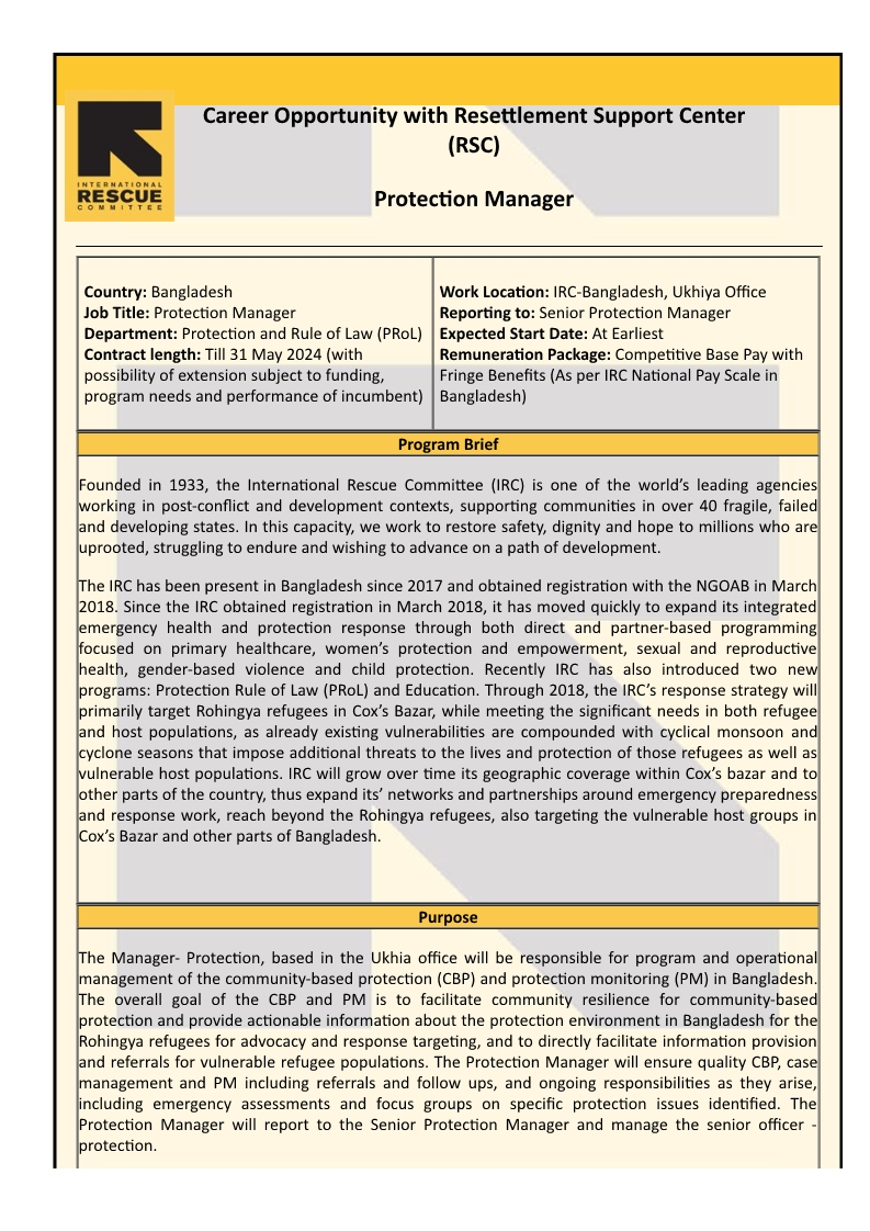 International Rescue Committee Job Circular 2023 | প্রজ্ঞাপন