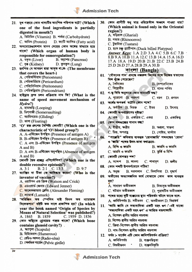 Dhaka University A Unit Question Bank | Proggapon