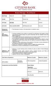 Citizens Bank PLC Job Circular 2025 | Apply Online for Banking Careers