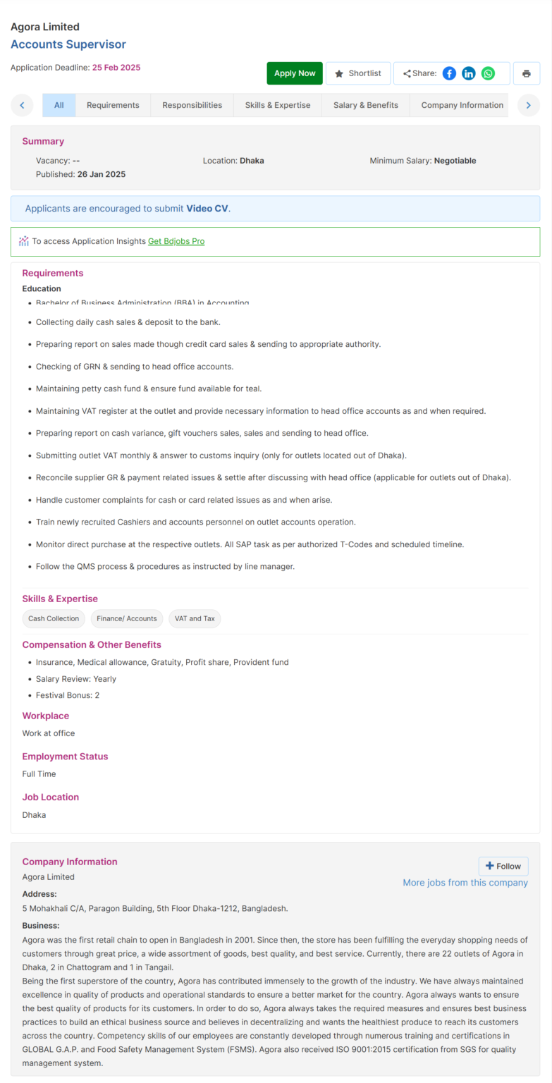 Agora Limited Job Circular 2025 | Proggapon