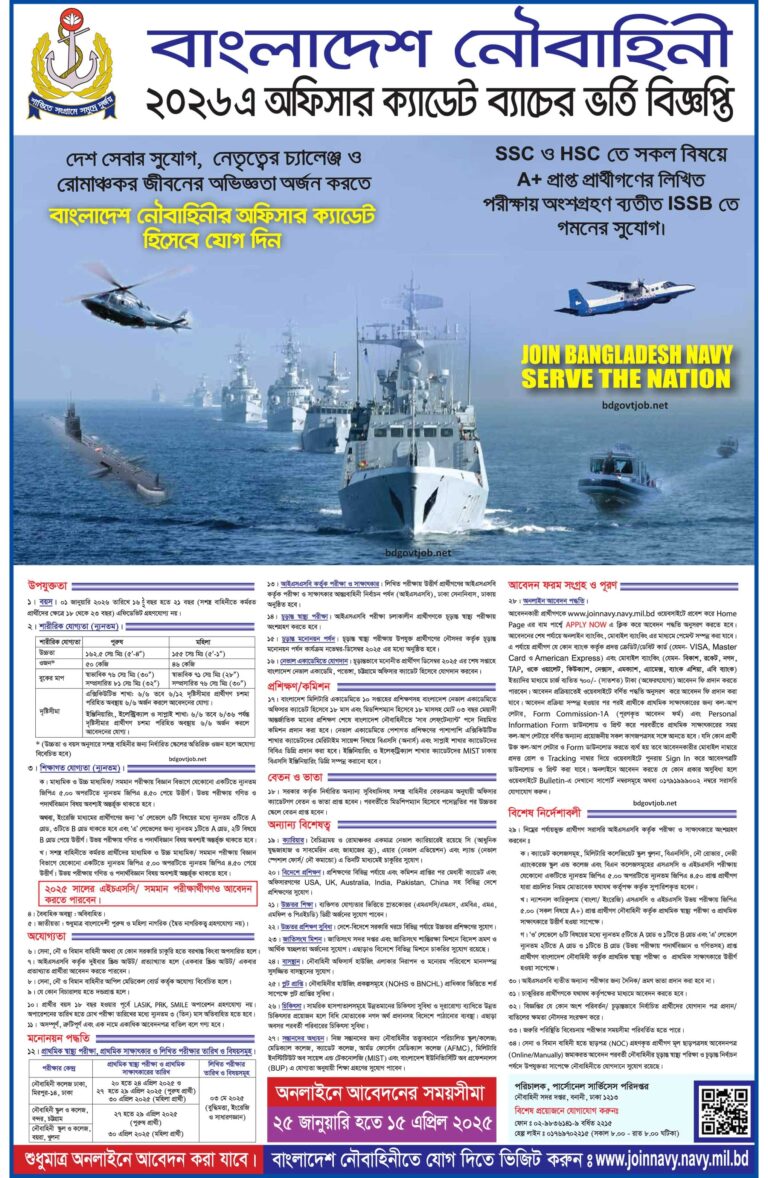 Bangladesh Navy Job Circular 2025 | joinnavy.navy.mil.bd