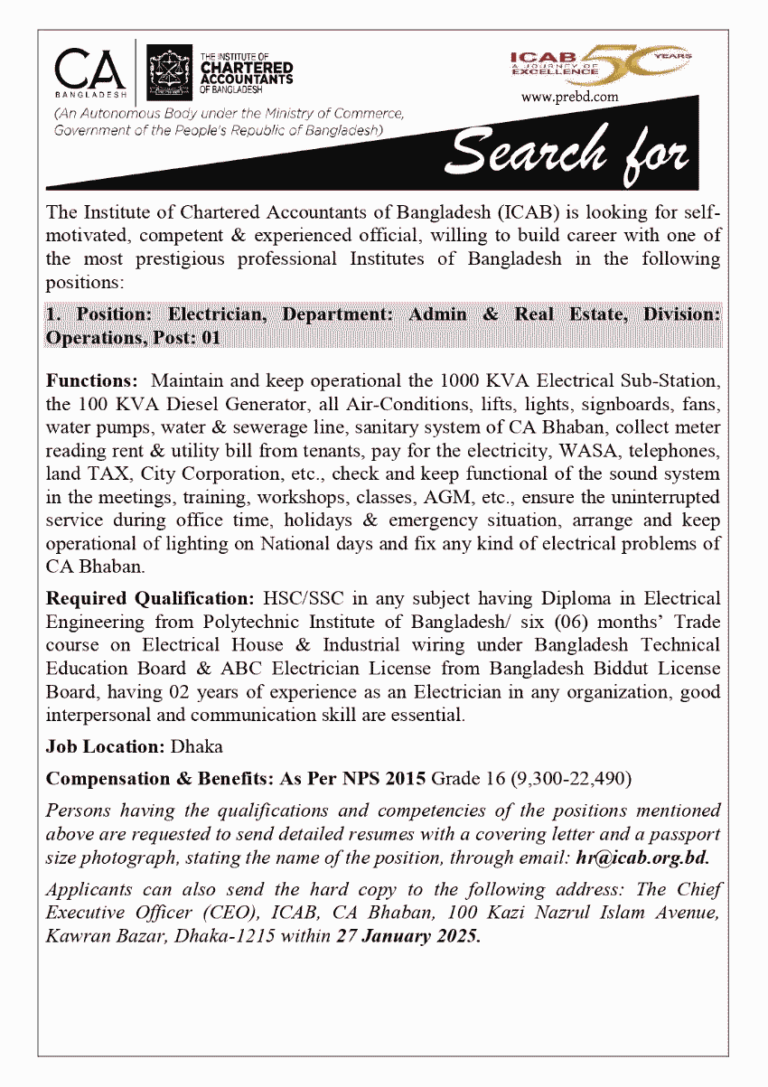 ICAB Job Circular 2025 | Career in Accounting & Finance