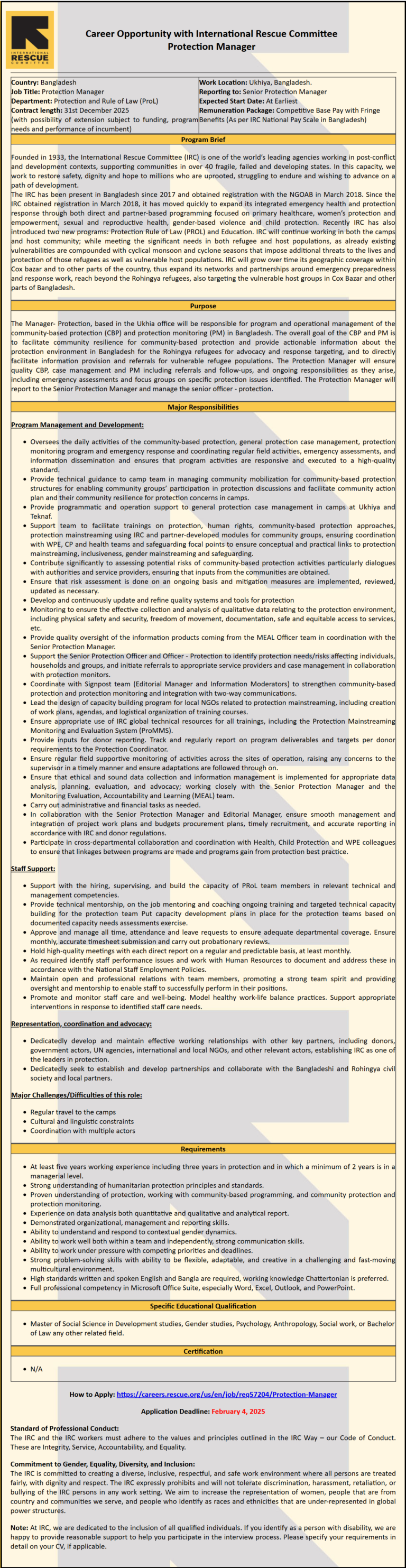 International Rescue Committee Job Circular 2025