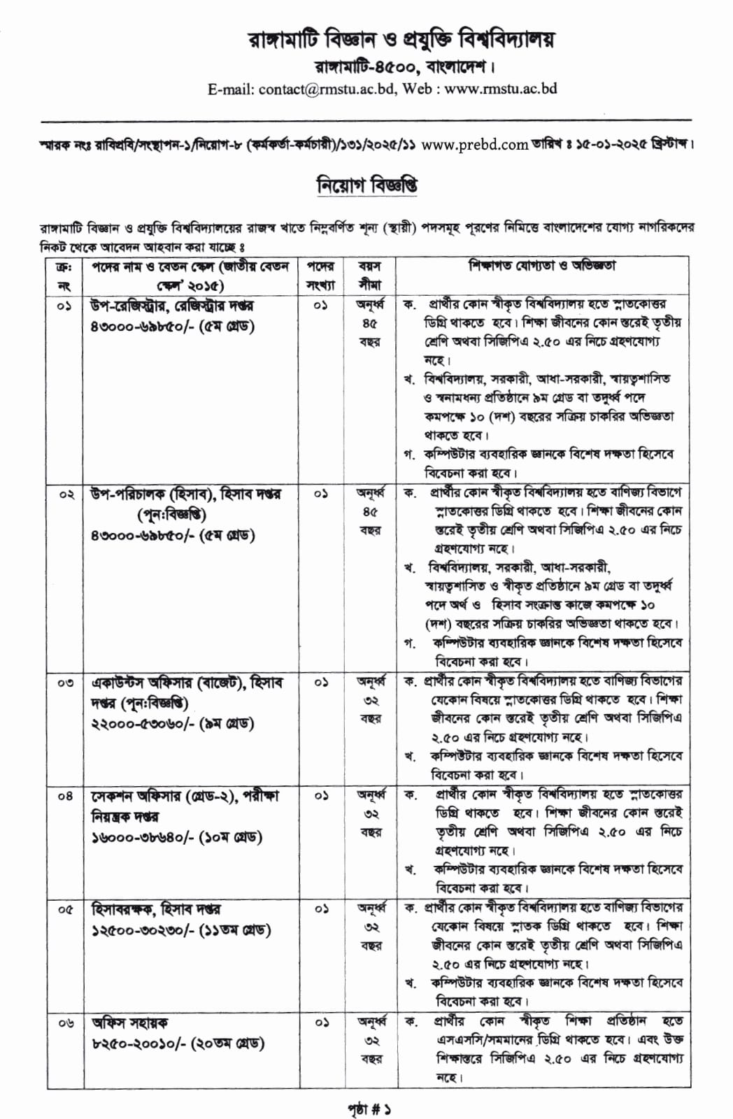RMSTU Job Circular 2025 | rmstur.teletalk.com.bd Apply