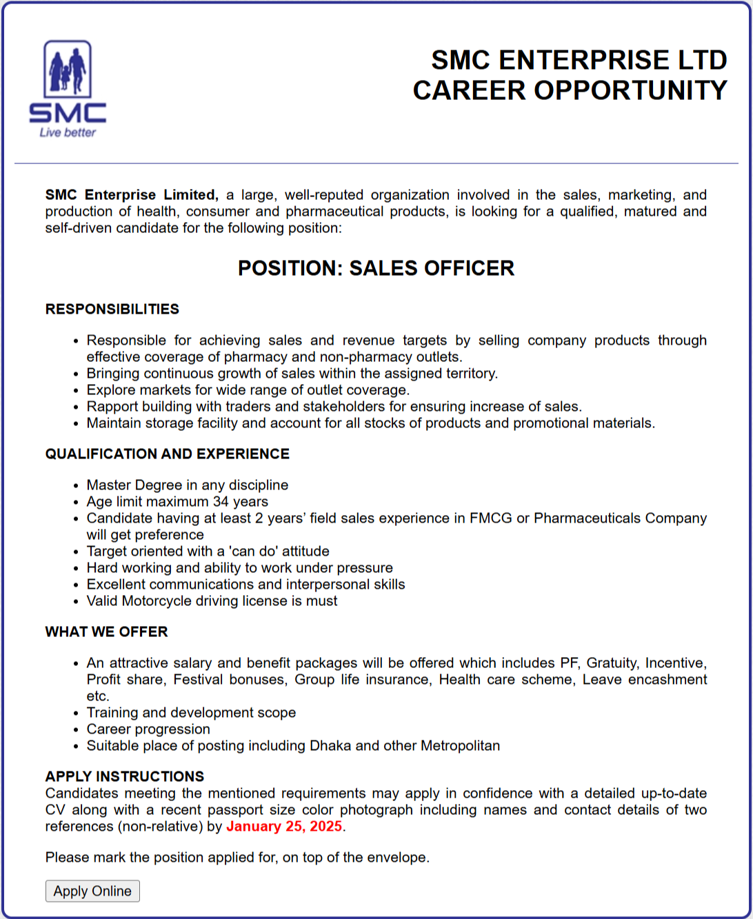 SMC Job Circular 2025 | smc-bd.org Apply online
